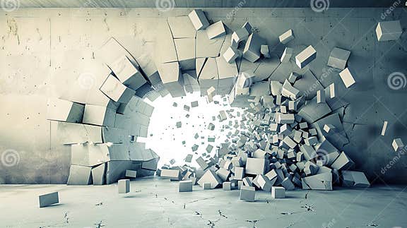 Dynamic Impact, Exploding Wall with Open Center Space. Generative Ai Stock Illustration ...