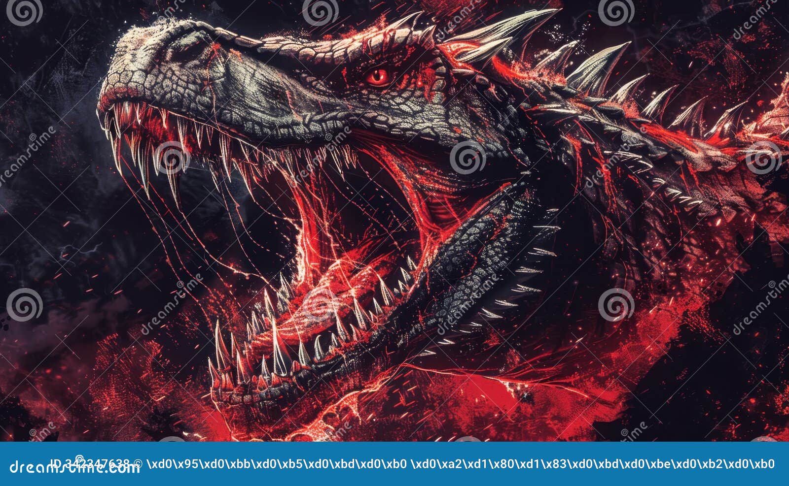 Dynamic and Intense Illustration of Roaring Dragon, Its Sharp Teeth ...