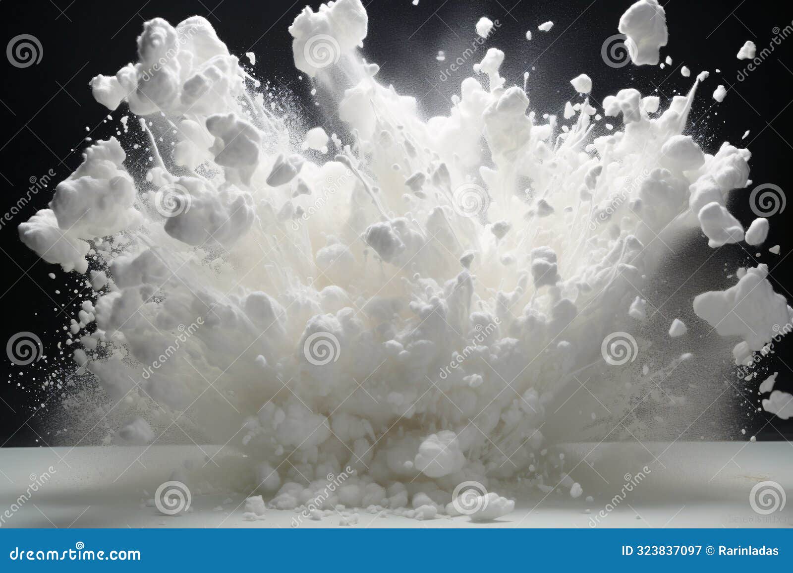 Dynamic and Intense White Powder Explosion on Black Background for ...