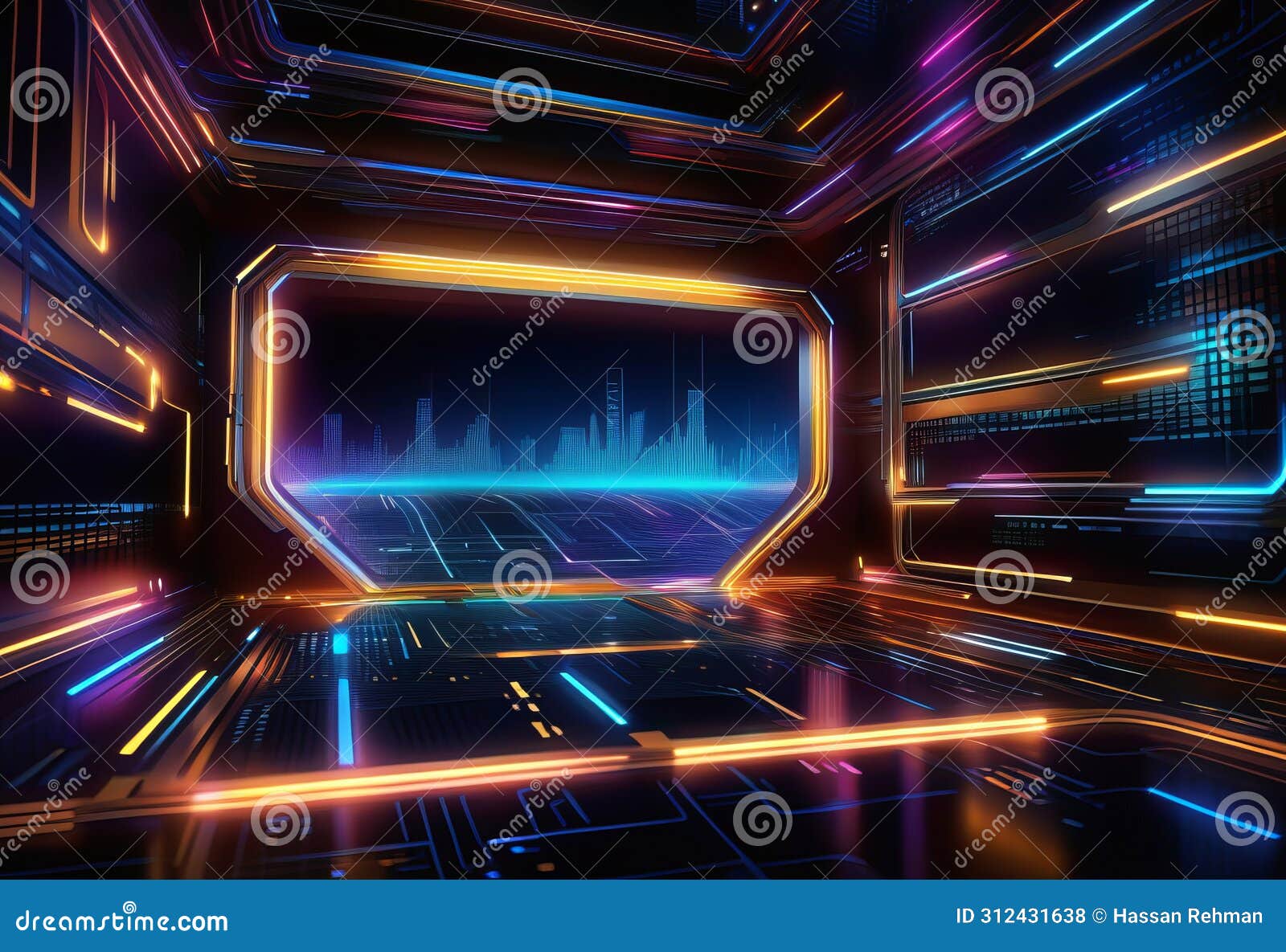 The Dynamic Interface of Future-Tech Innovation Stock Illustration ...