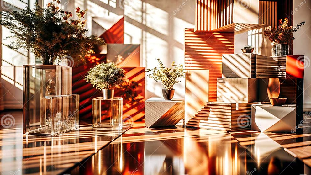 Abstract Geometric Composition with Light and Shadow Digital Art ...