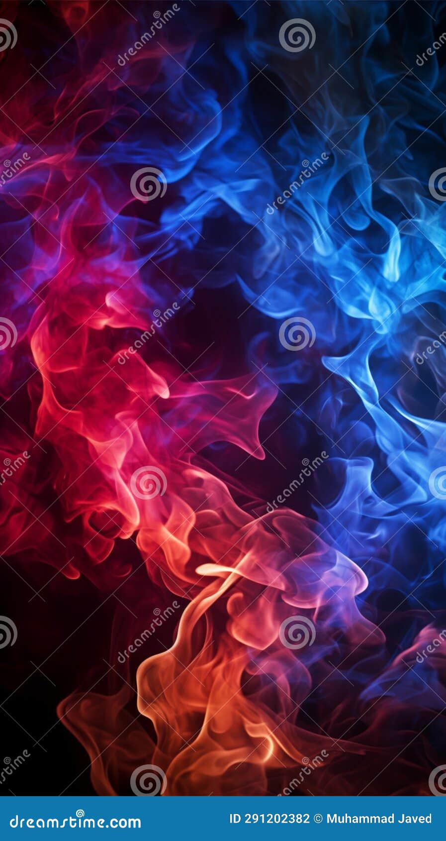 Dynamic Interplay of Red and Blue Flames on a Black Surface Stock ...