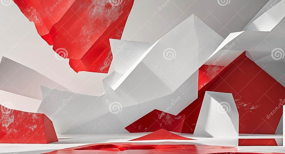 Dynamic Interplay of Red and White Textures in Modern Abstract Art ...