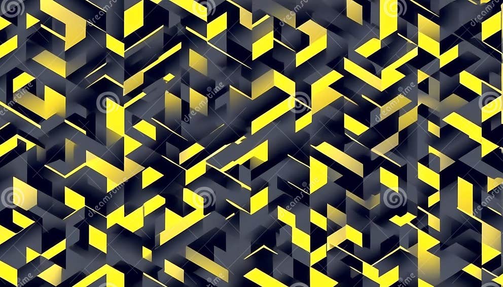 Dynamic Interplay of Yellow and Black Geometric Shapes Creates a ...