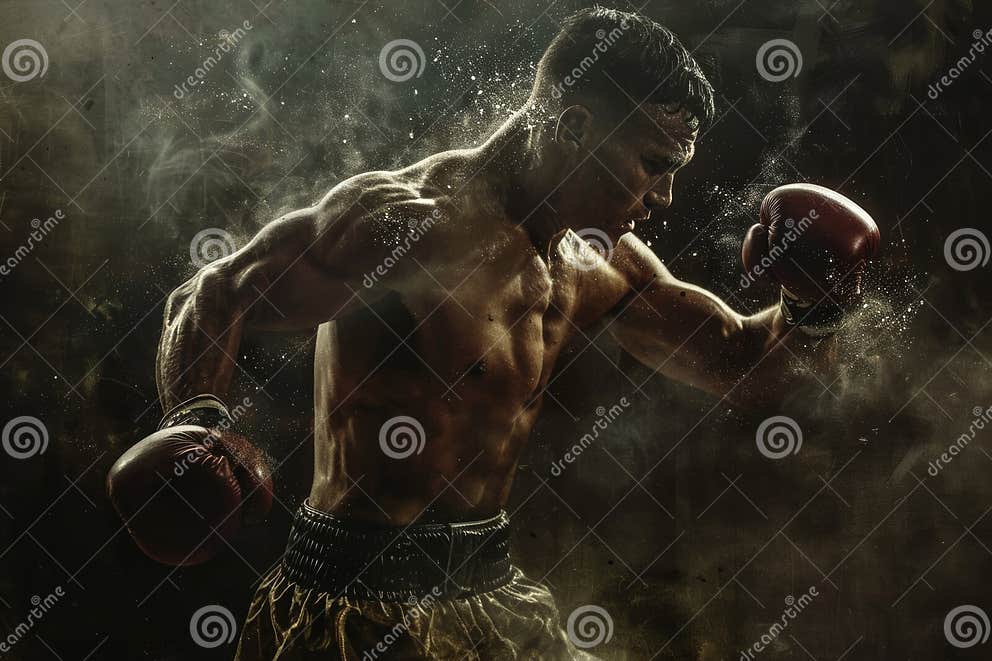 Dynamic Irish Light Heavyweight Boxer Delivering Powerful Punch Stock ...