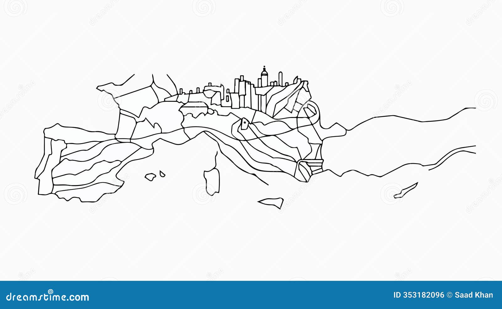Dynamic Italian Borders Continuous Single Line Drawing Artwork Stock ...