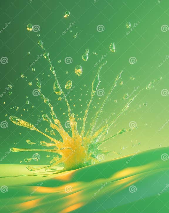 Dynamic Juice Droplets Exploding Amidst a Green Background. Stock Photo ...