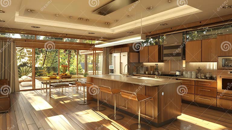 Dynamic Kitchen Design Layout Stock Illustration - Illustration of home ...