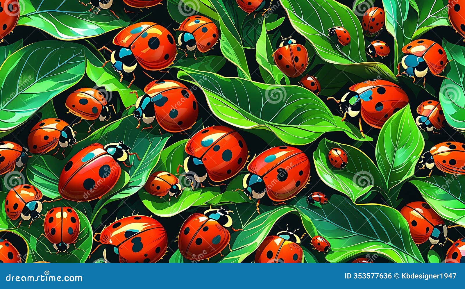Dynamic Ladybug Cluster Digital Art with Overlapping Patterns Stock ...
