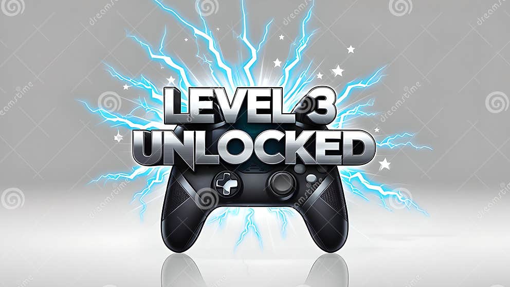 Dynamic Level-up Graphic Featuring a Game Controller and Electric Blue ...