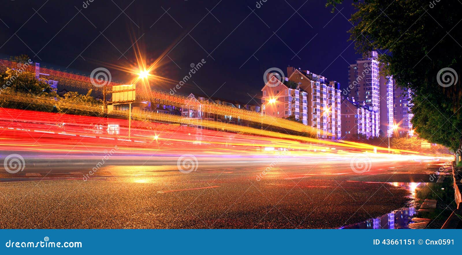 The dynamic light at night stock image. Image of residential - 43661151