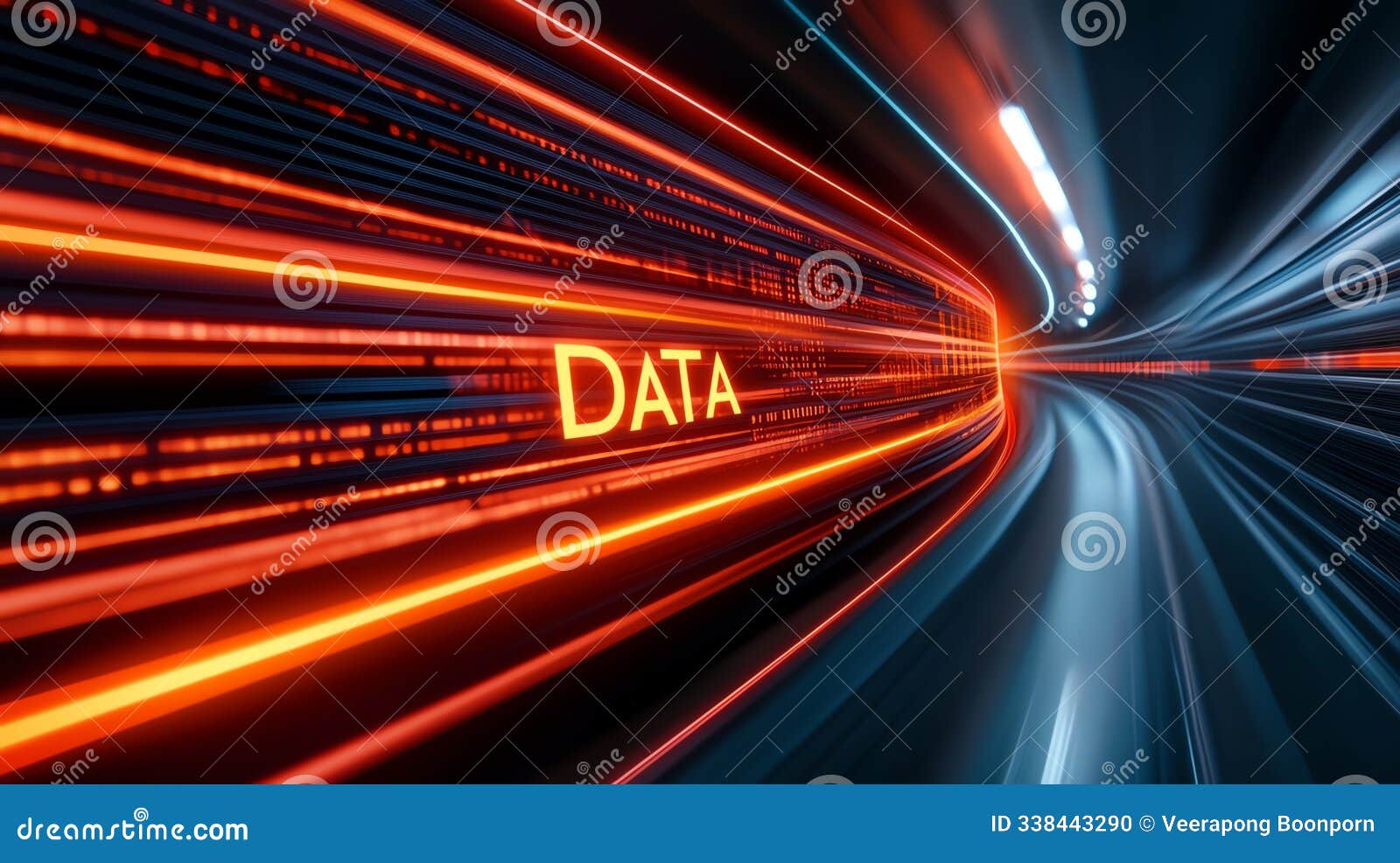 Dynamic Light Trails Representing Data Flow, Dark Background Stock ...