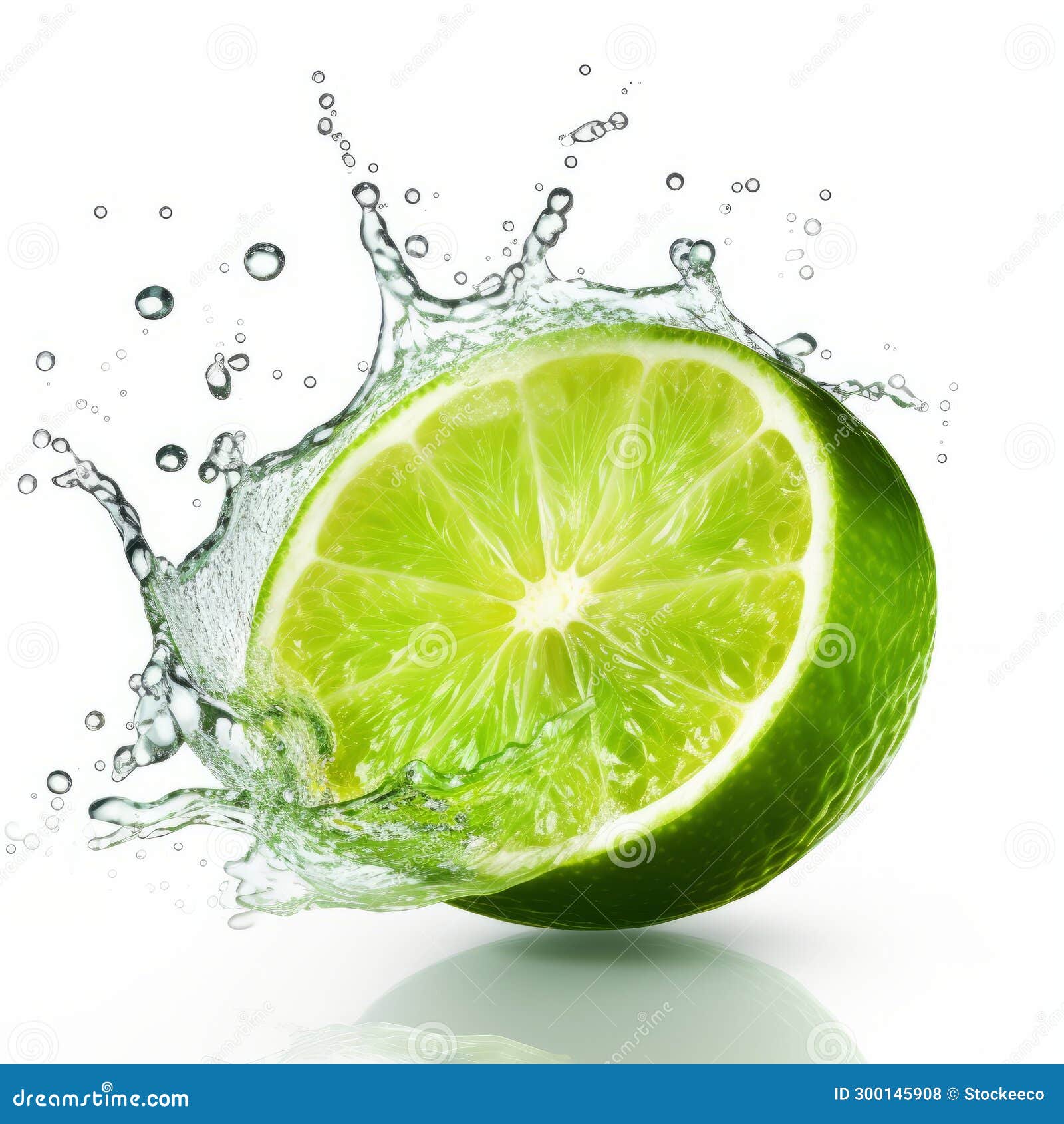 Dynamic Lime Slice Splash on White Background Stock Illustration ...