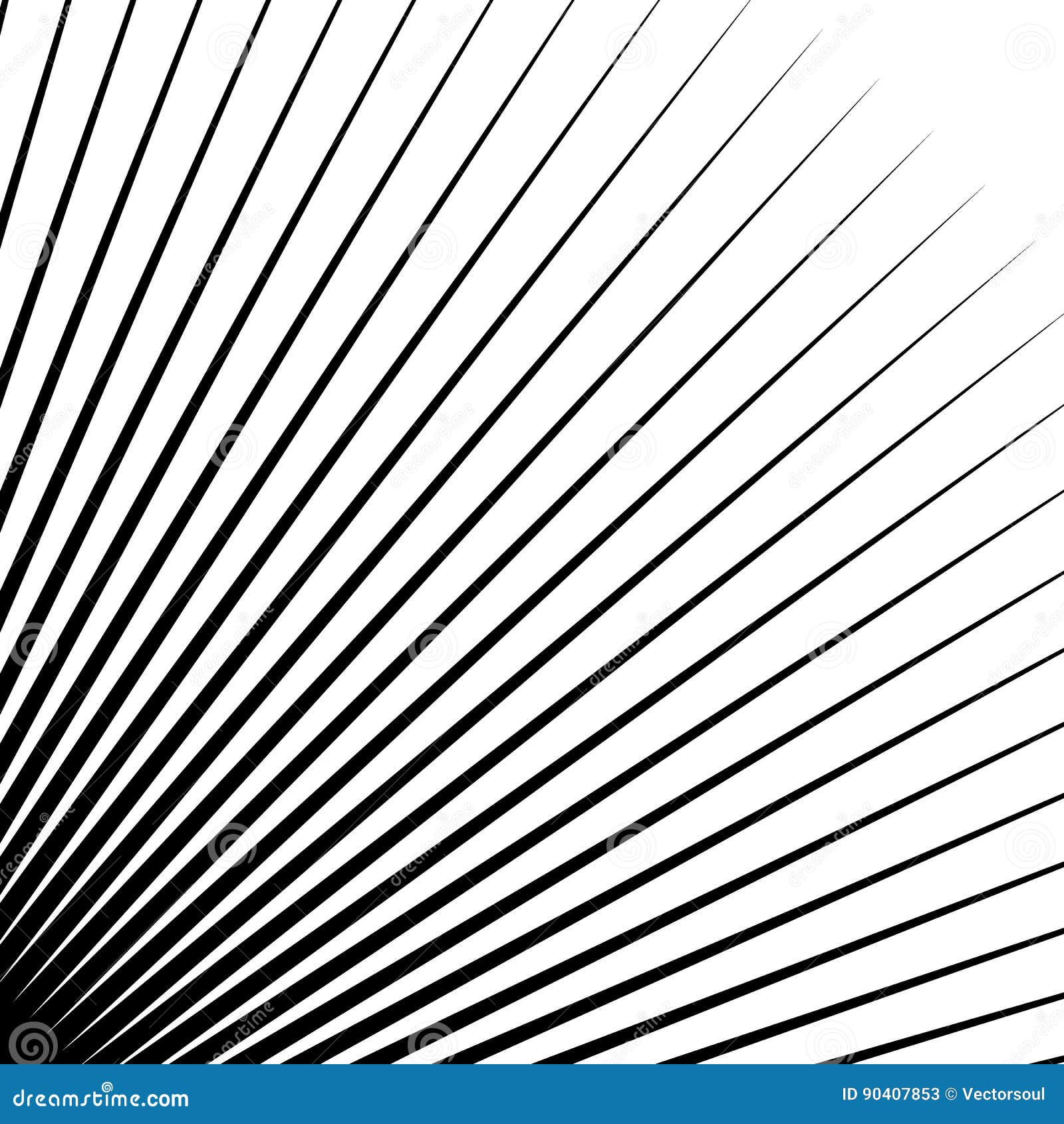 Dynamic Lines Pattern. Comic Lines Spreading from Corner. Starburst, Sunburst, Radial Lines ...