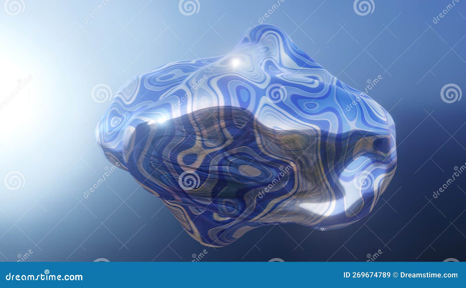 Dynamic Liquid Blue Metal Form, Abstract Shining Surface, 3d Shape ...