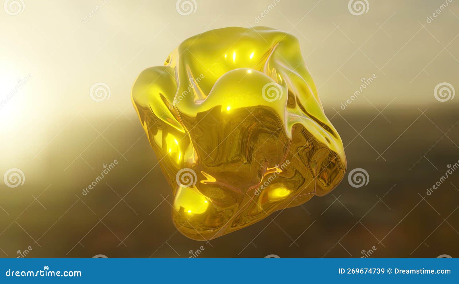Dynamic Liquid Gold Metal Form, Abstract Shining Surface, 3d Shape ...