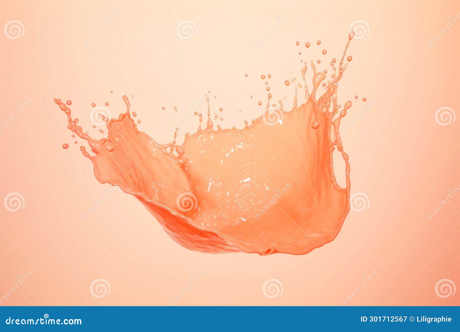 Dynamic Liquid Splashes. Peach Colored Abstract Monochrom Gradient ...
