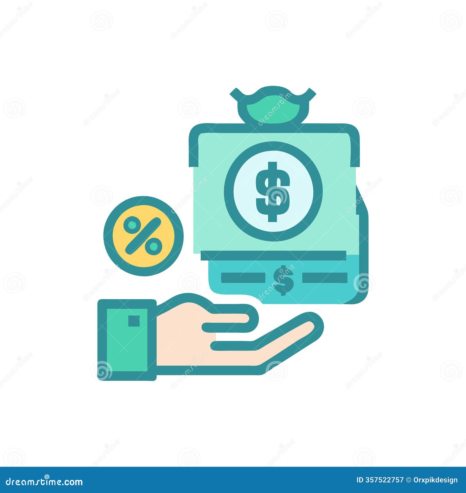 Loan Symbol With Two Hands And Bag Of Money Vector Illustration ...