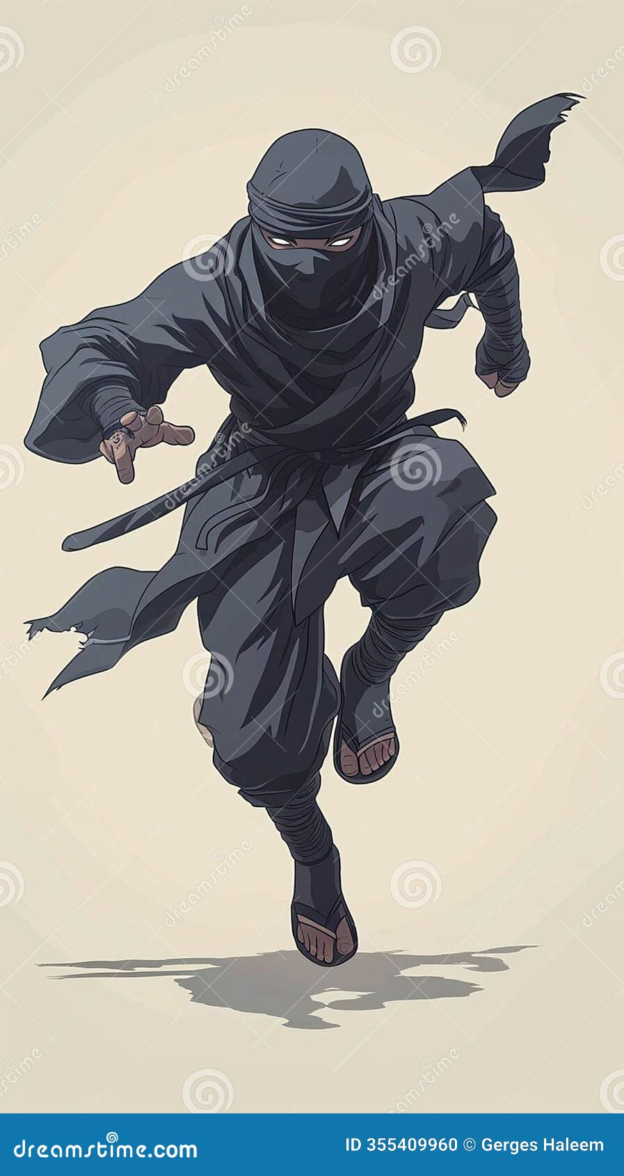 Dynamic Male Ninja in Action, Dressed in Traditional Dark Attire. Stock ...