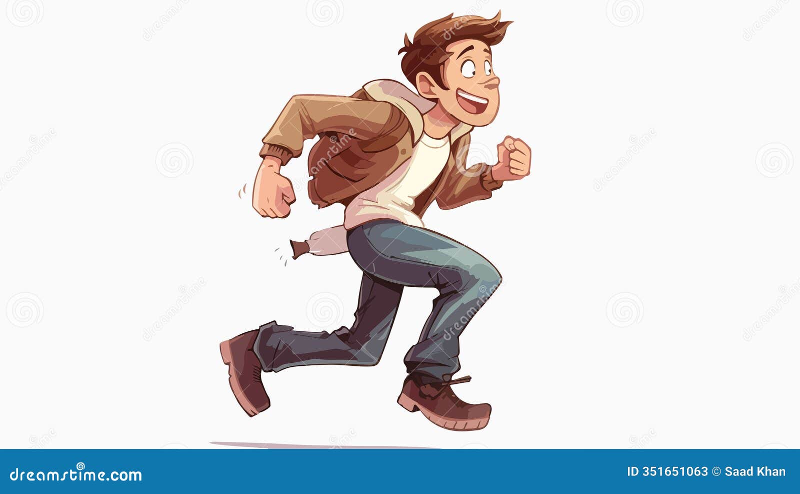 Dynamic Man Running Vector Cartoon Illustration for Graphic Design ...