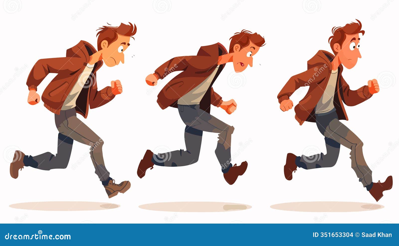 Dynamic Man Running Vector Cartoon Illustration for Graphic Design ...