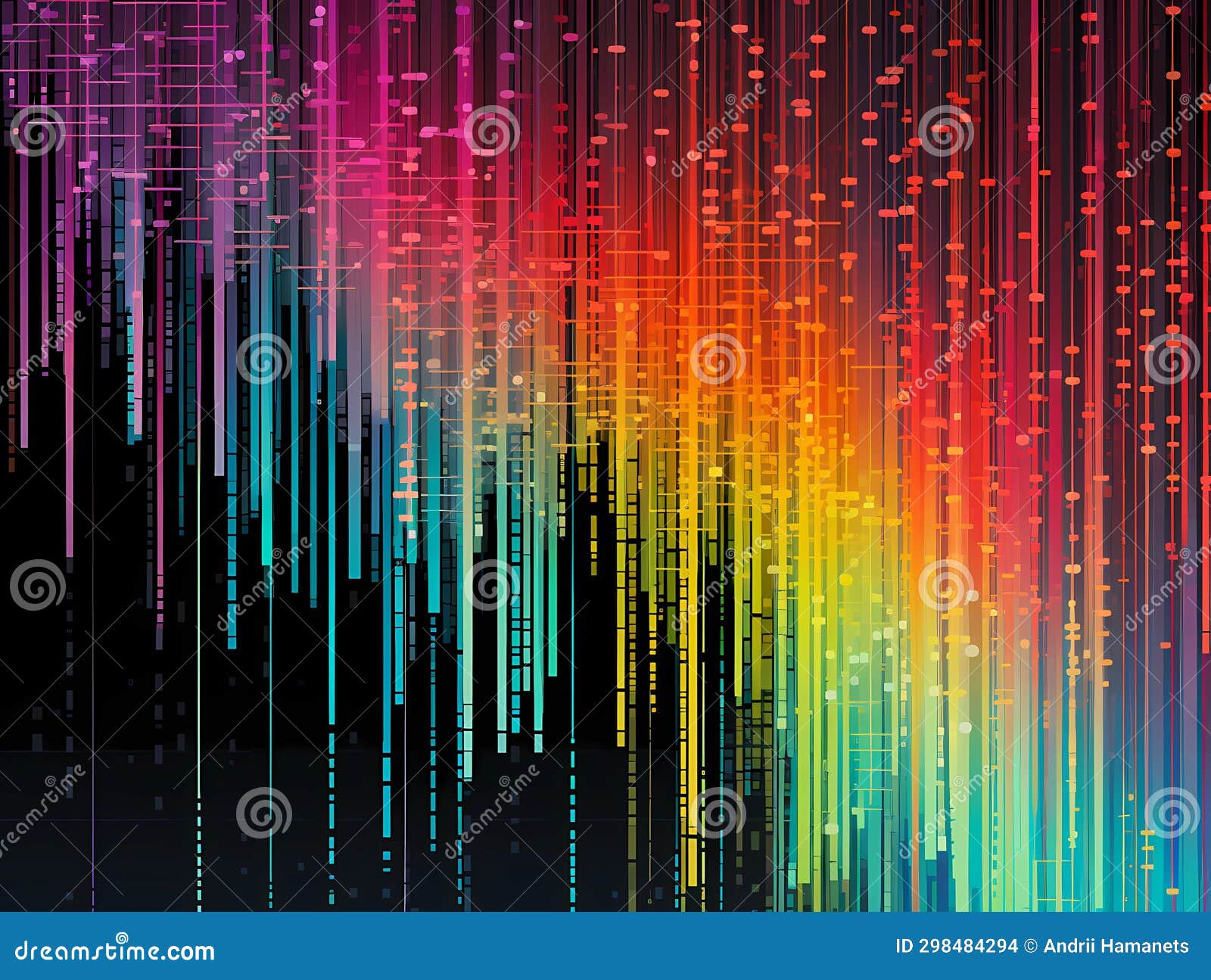 Dynamic Matrix-style Falling Lines of Hex Code in a Rainbow Spectrum ...