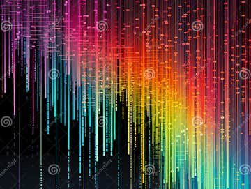 Dynamic Matrix-style Falling Lines of Hex Code in a Rainbow Spectrum ...