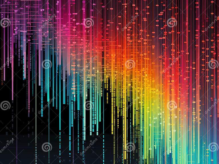 Dynamic Matrix-style Falling Lines of Hex Code in a Rainbow Spectrum ...
