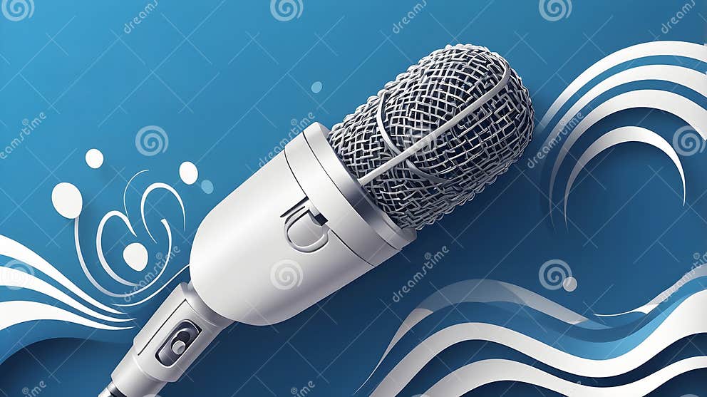 Dynamic Microphone on Abstract Soundwave Background Stock Image - Image ...