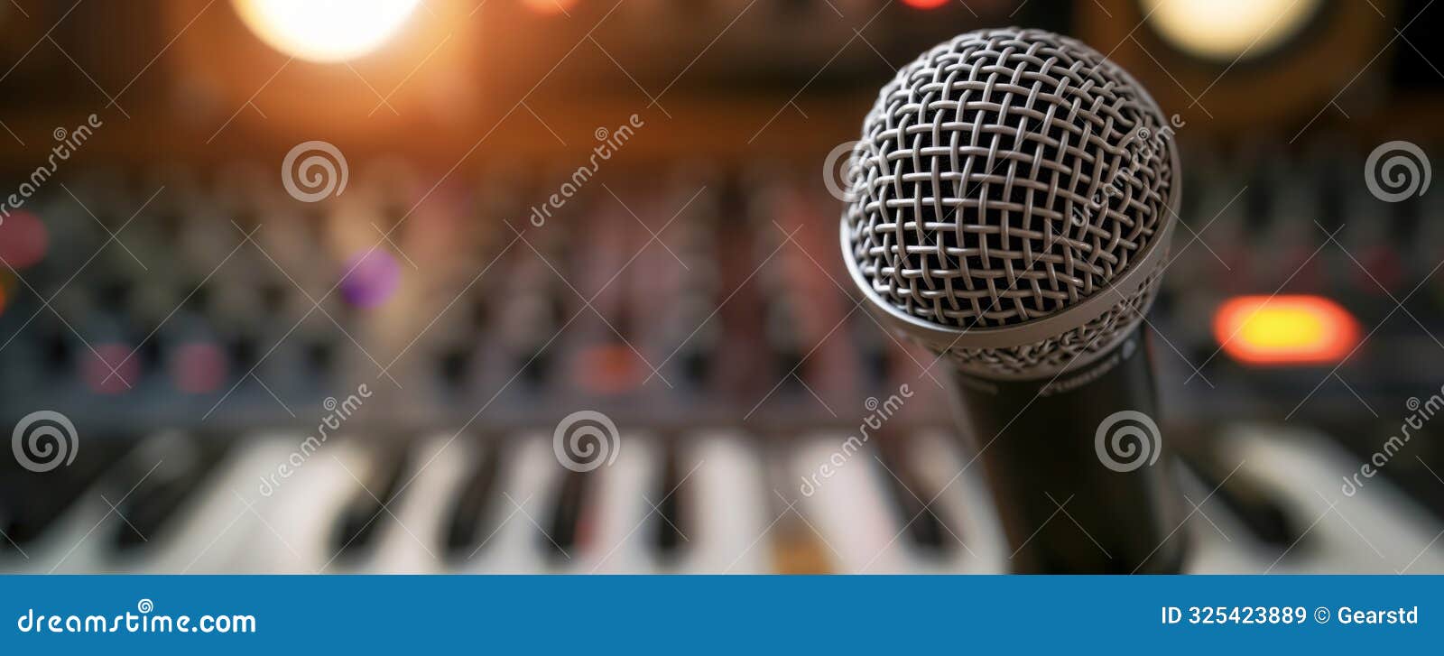 Dynamic Microphone With Keyboard In The Background Royalty-Free Stock ...