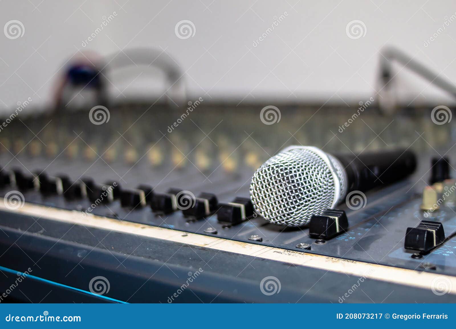 Dynamic Microphone on Mixer Editorial Photography - Image of defocused ...