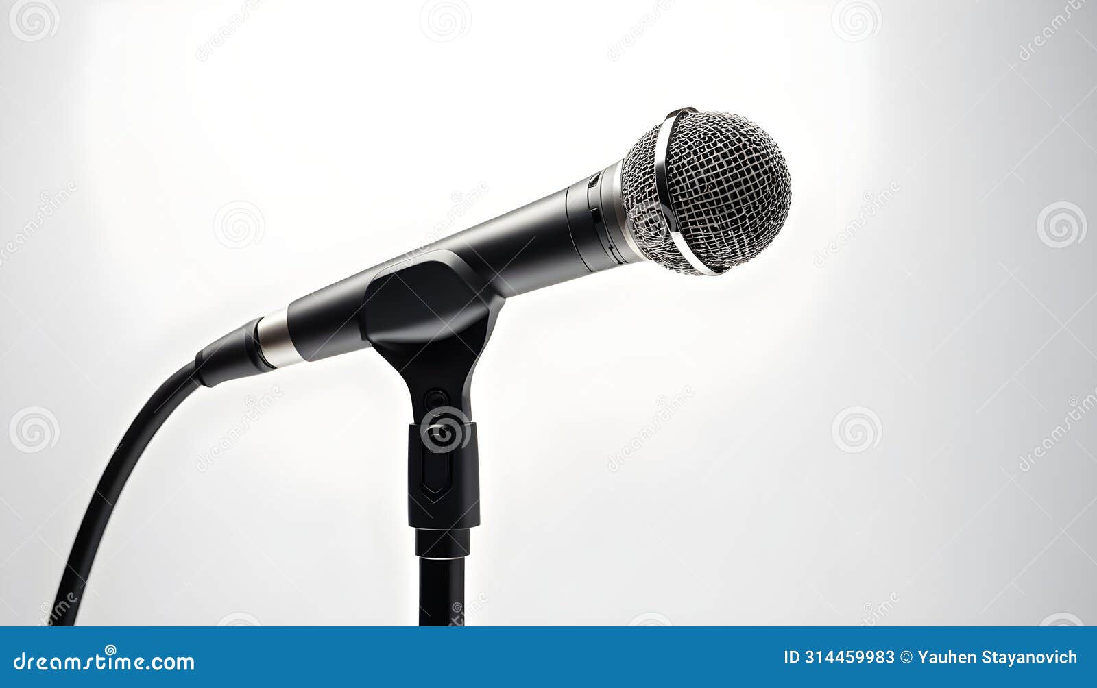 Dynamic Microphone on Stand Isolated on White Stock Illustration ...