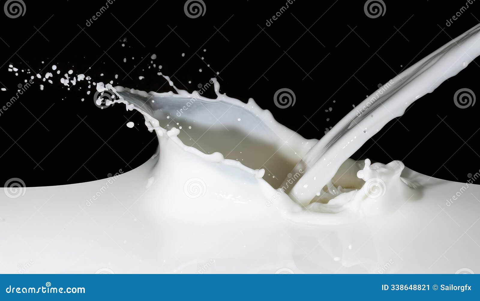 Dynamic Milk Splash on Black Background Stock Illustration ...
