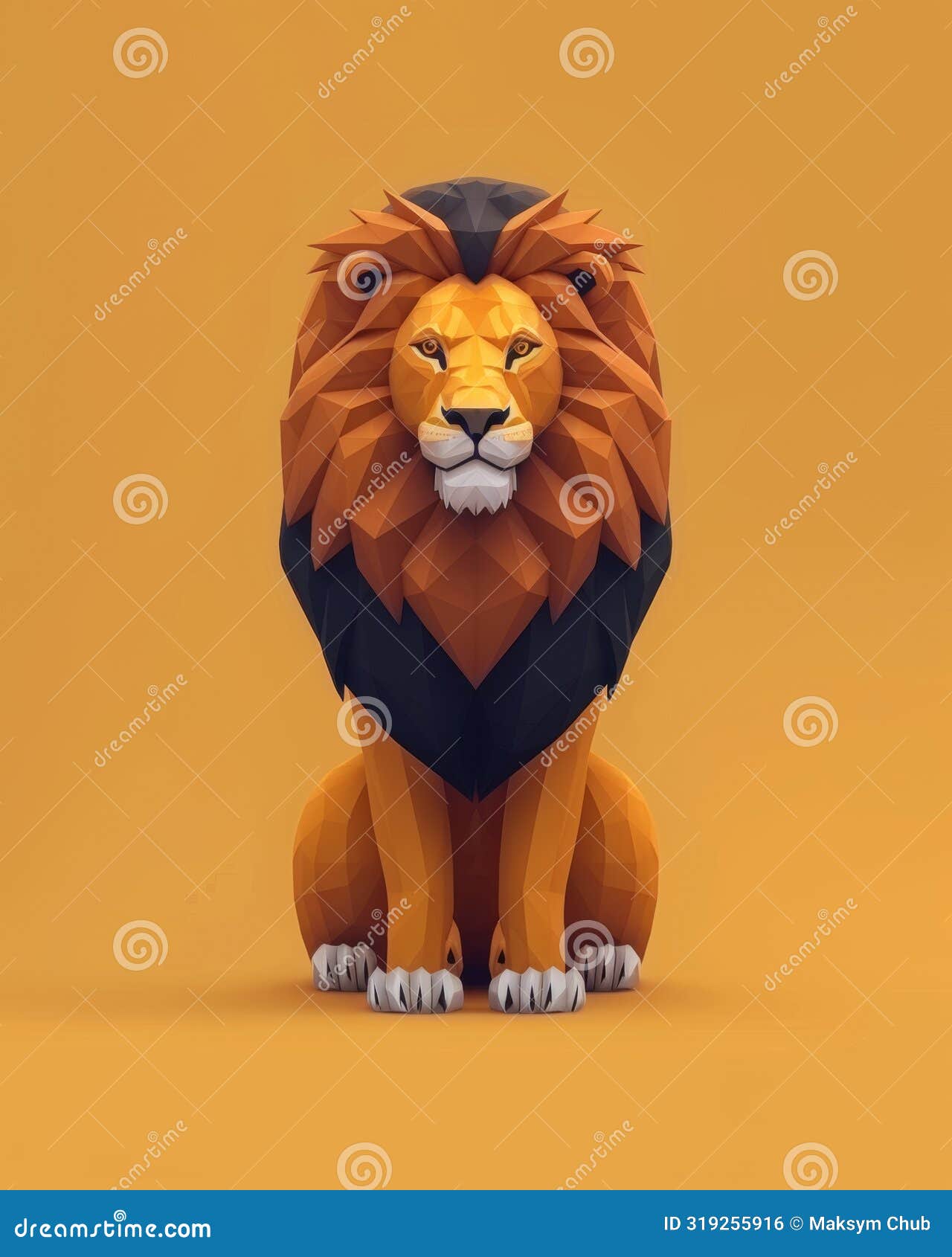 Dynamic Minimalist Lion Art in Motion with Dramatic Lighting on Yellow ...