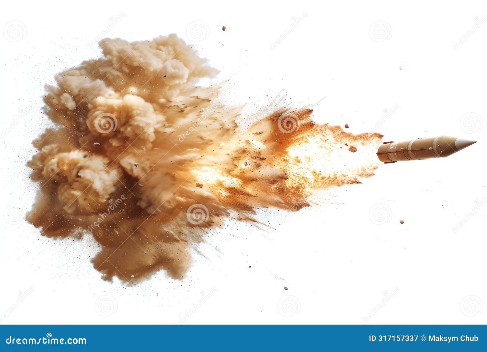 Dynamic Missile Rocket Launch with Intense Fiery Exhaust Trail ...