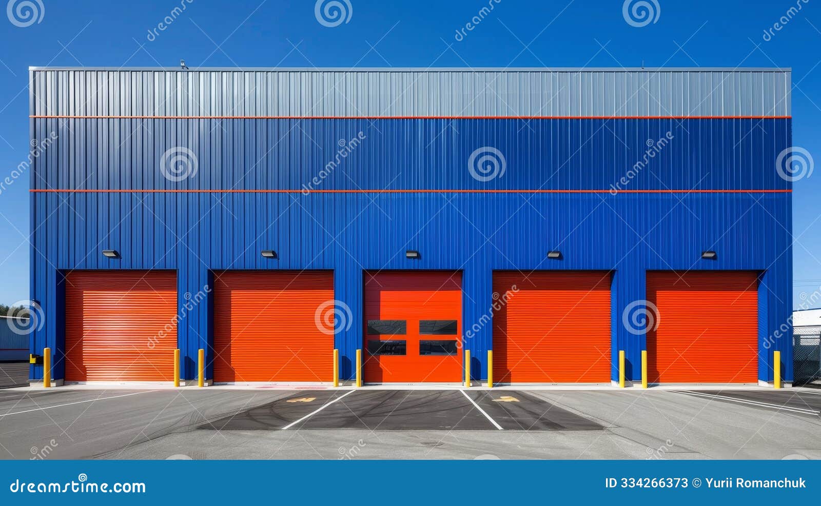 Dynamic Modern Warehouse Design Featuring Blue Exterior and Orange ...