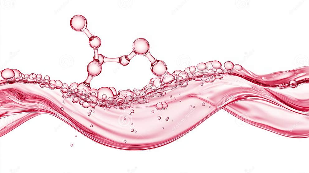 Dynamic Molecular Structure in Red Fluid Wave on White Background Stock ...