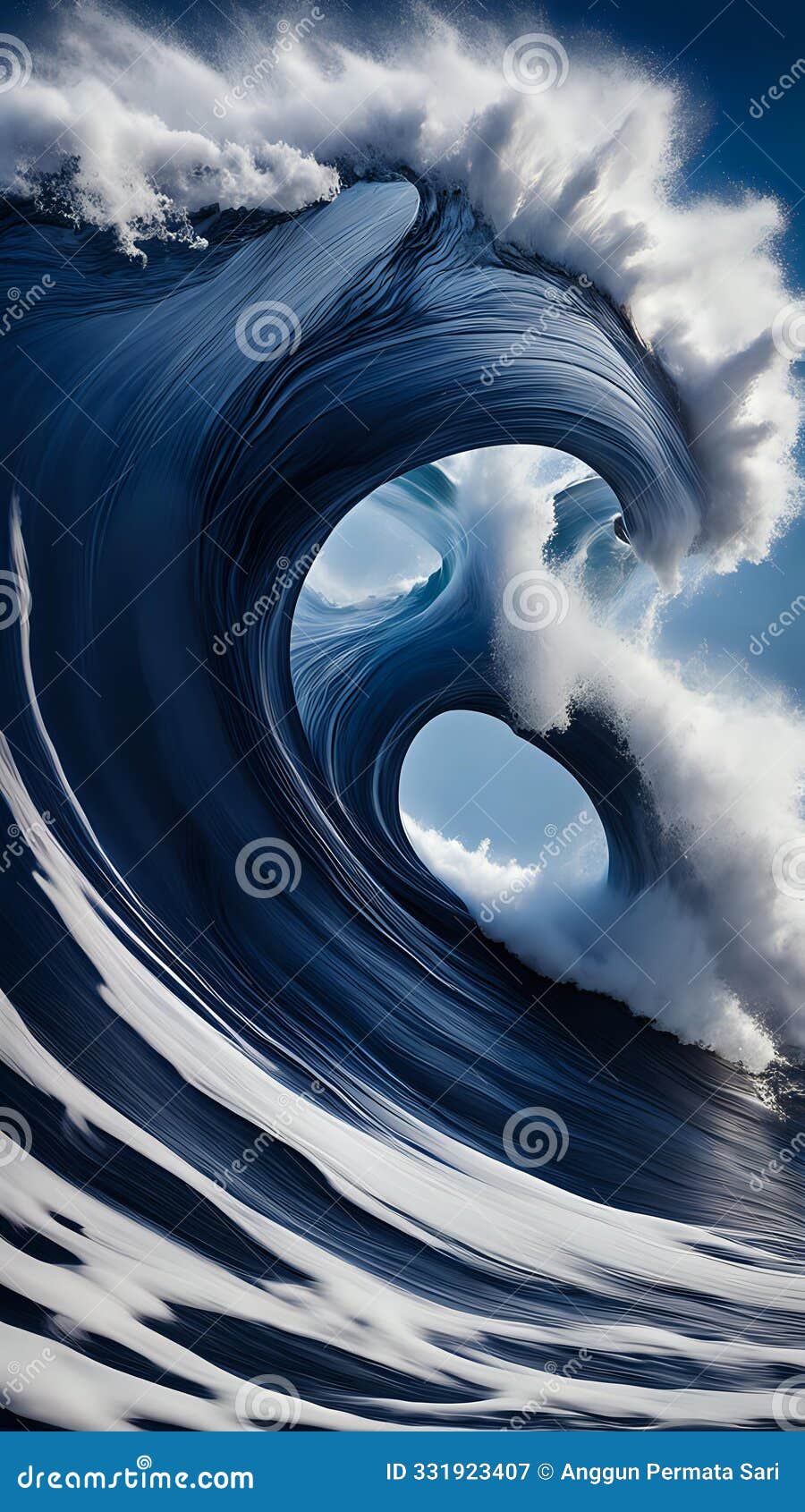 Dynamic Moment of a Powerful Ocean Wave in Motion, Showcasing Its ...