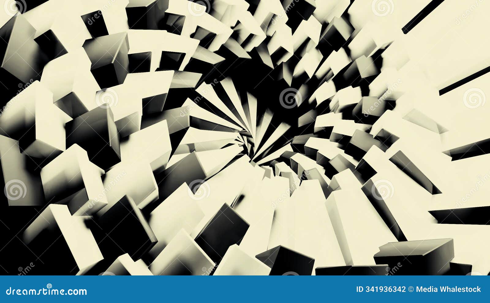 Dynamic Monochrome Pattern of 3D Swirl of Small 3d Rectangles. Design ...