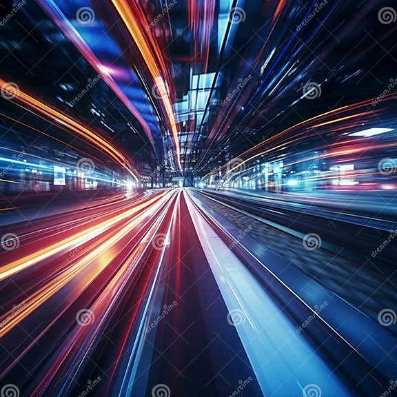 Dynamic Motion Light Patterns on an MRT Track Create Abstract ...