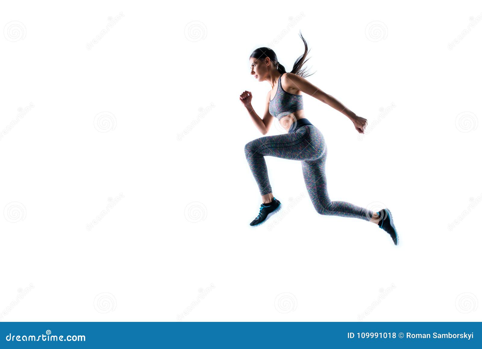 Dynamic Movement. Full Size Side Profile View Portrait of Strong Stock ...