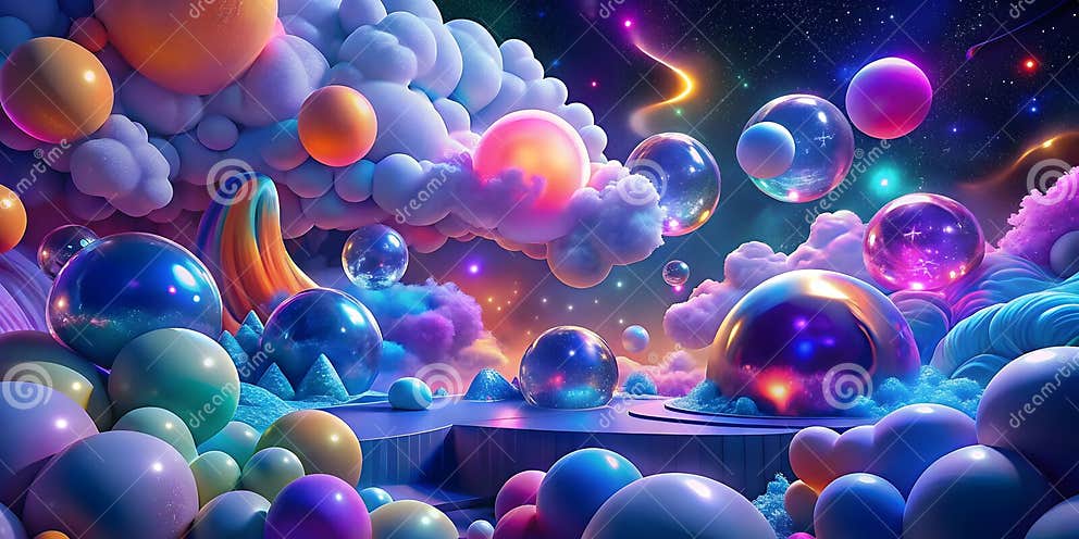 Dynamic Multiverse Backdrop with Vivid Bubble Patterns Stock ...