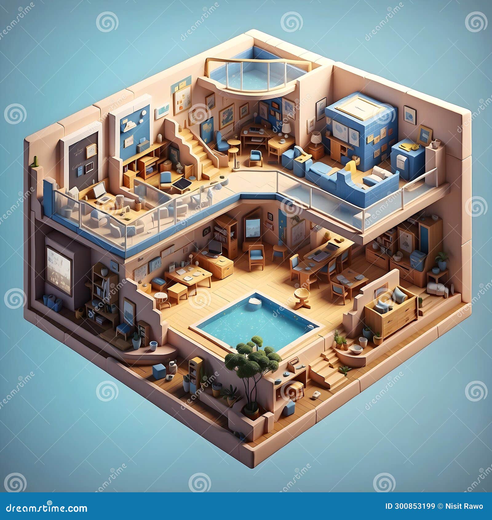 Dynamic Museum with Cutaway Isometric Low Poly Art 3d Style Stock Image ...