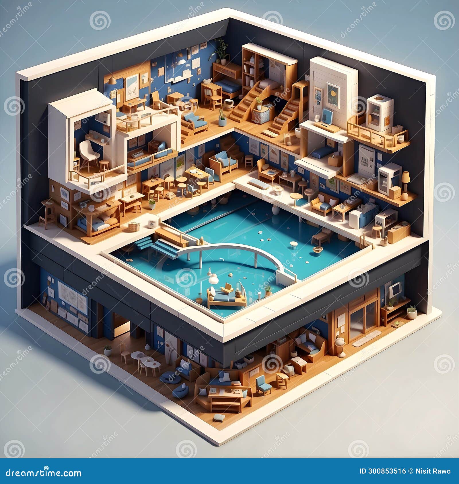 Dynamic Museum with Cutaway Isometric Low Poly Art 3d Style Stock Photo ...