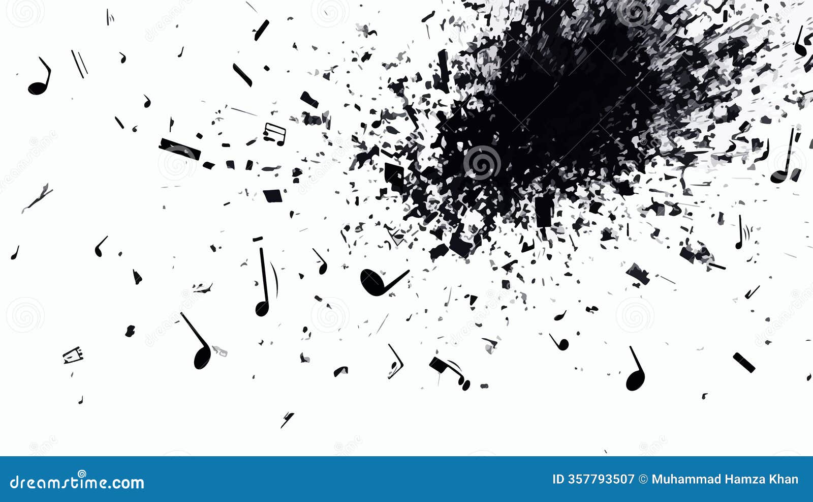 Dynamic Musical Explosion With Notes And Clefs Cartoon Vector ...