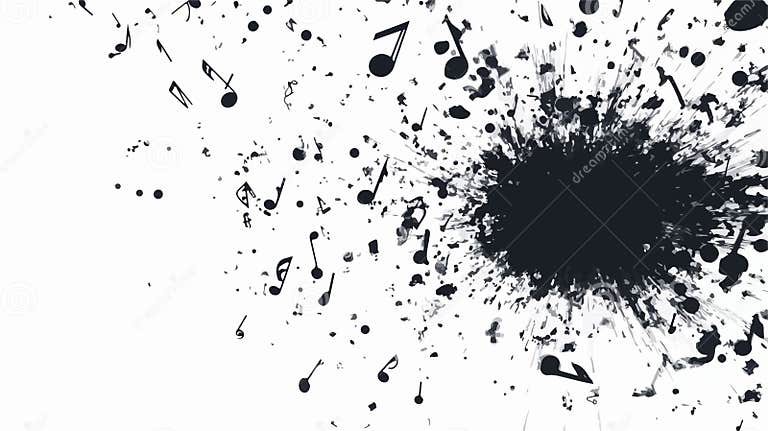 Dynamic Musical Explosion with Notes and Clefs Stock Illustration ...