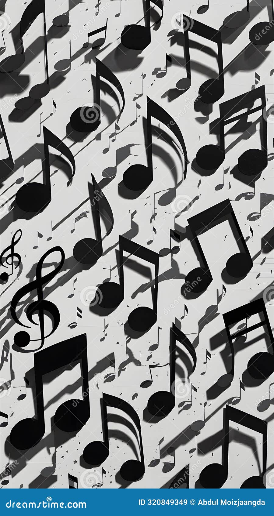 Dynamic Musical Notes on White Background Create Depth and Movement in ...