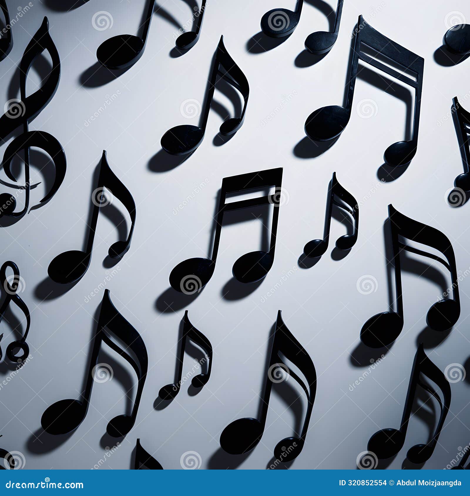 Dynamic Musical Notes on White Background Create Depth and Movement in ...