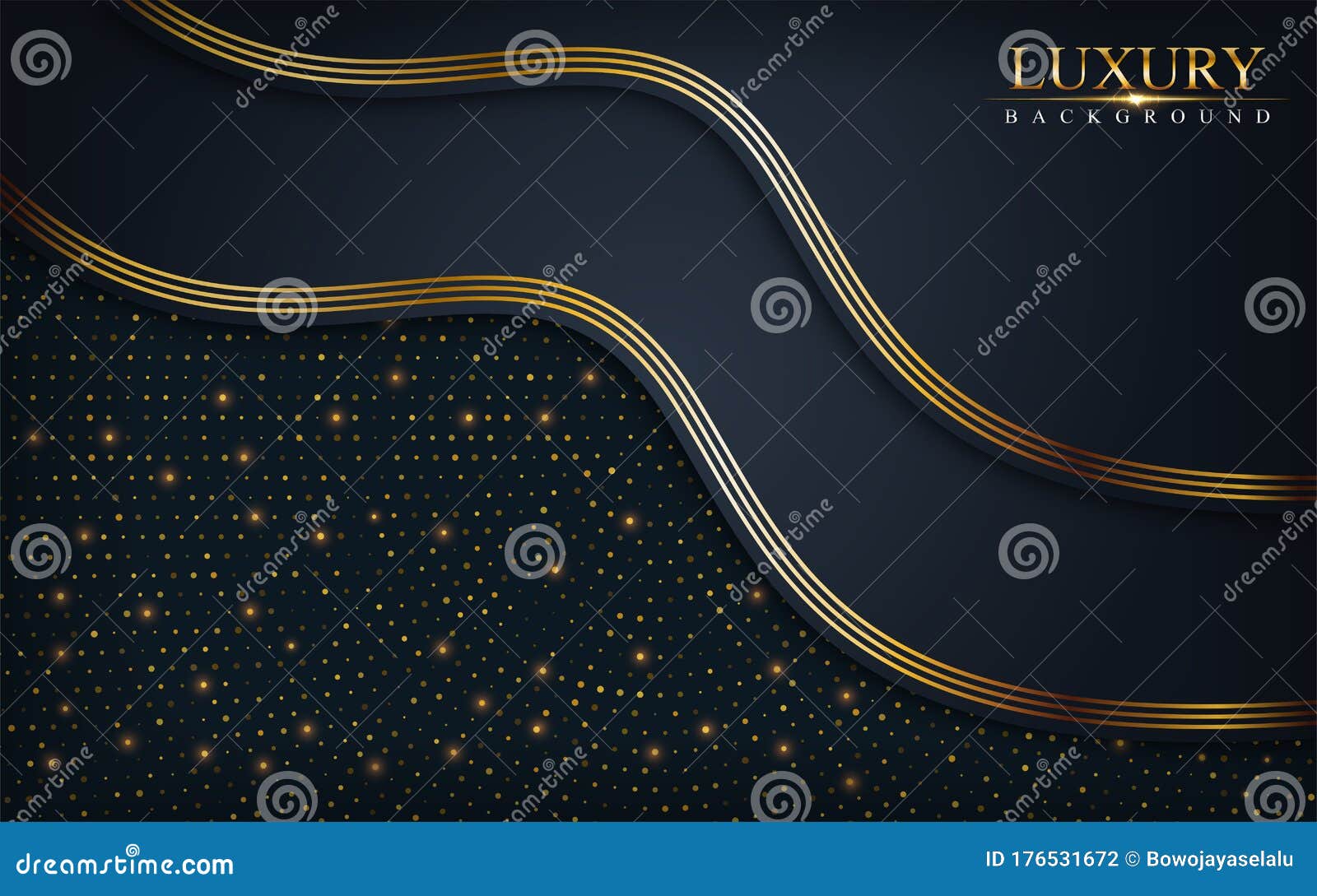 Luxury Dark Navy Background with Golden Lines and Abstract Shape Stock ...