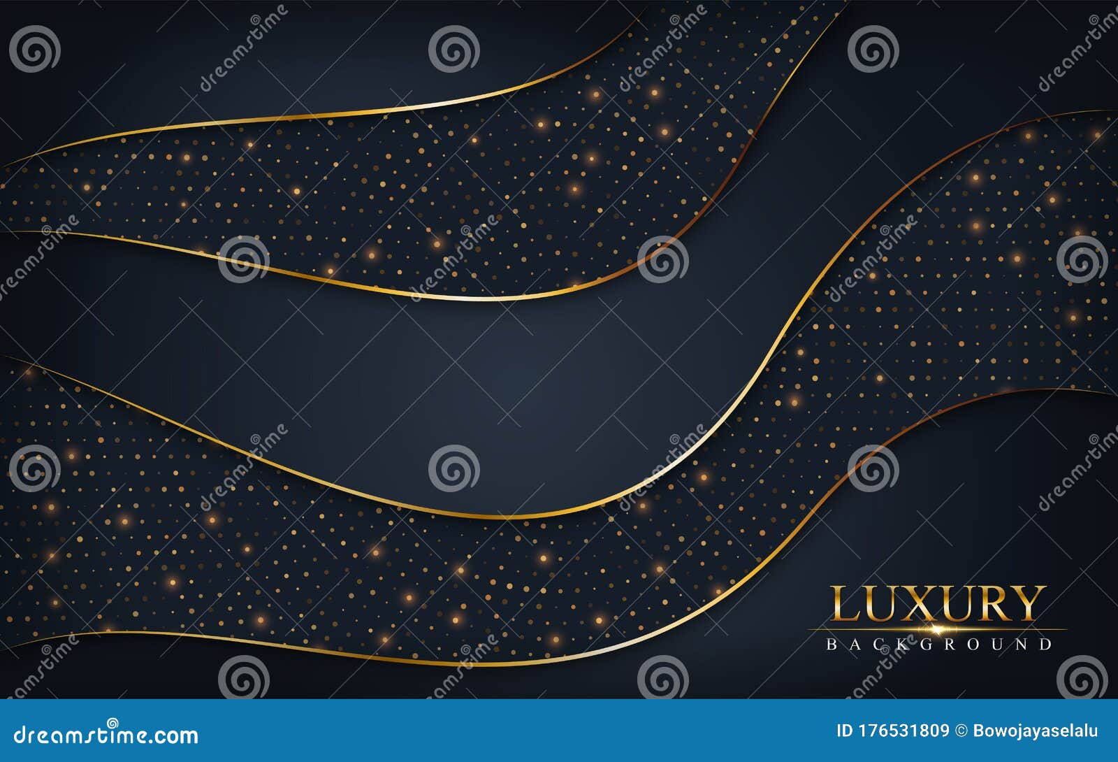 Dynamic Navy Luxury Background with Sparkling Golden Lines and Dots ...